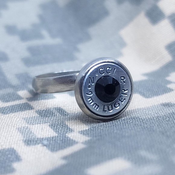 Charming 2nd Amendment | Jewelry | 9mm Caliber Silver Black Crystal ...
